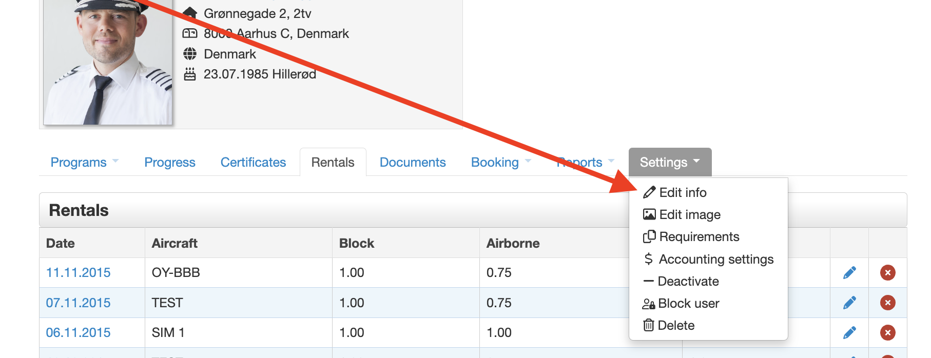 Changing user-specific time zone settings